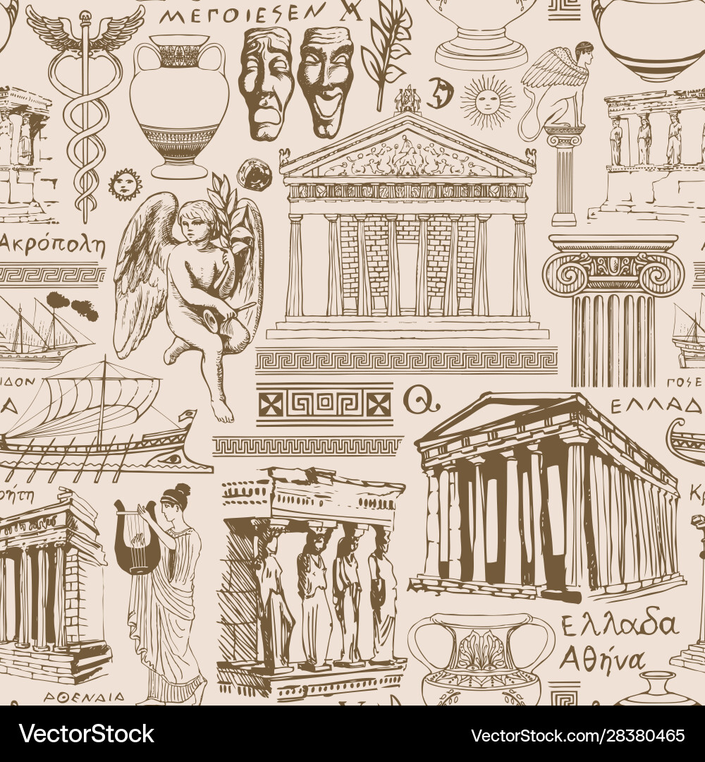 Seamless pattern on theme ancient greek Royalty Free Vector