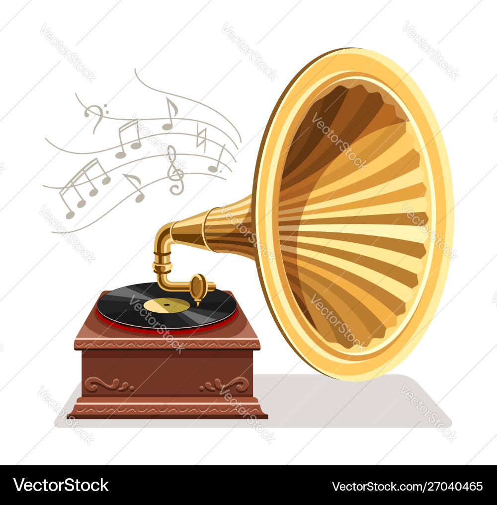 Vintage gramophone with retro Royalty Free Vector Image