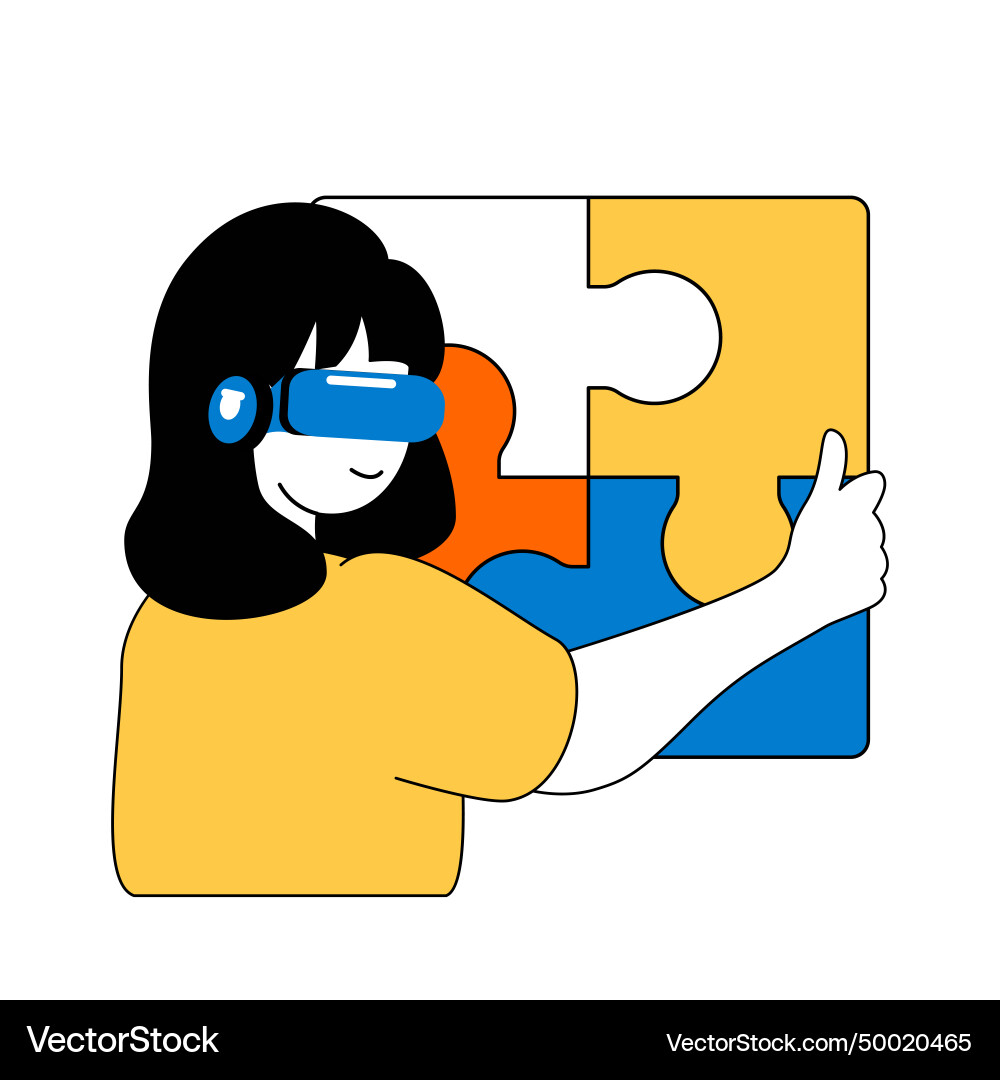 Virtual reality concept with cartoon people Vector Image