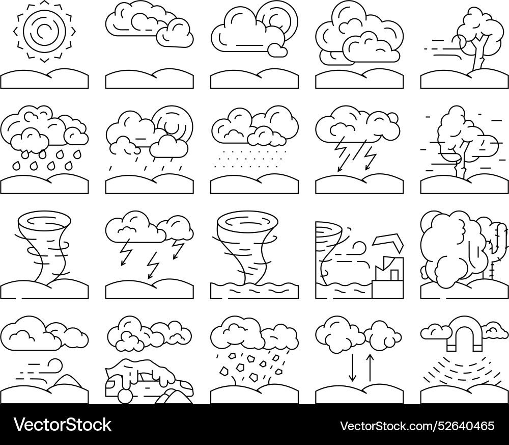 Weather forecast rain sun cloud icons set Vector Image