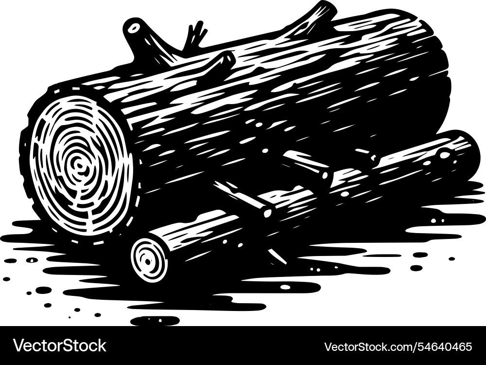 Wood log stack silhouette isolated on white Vector Image