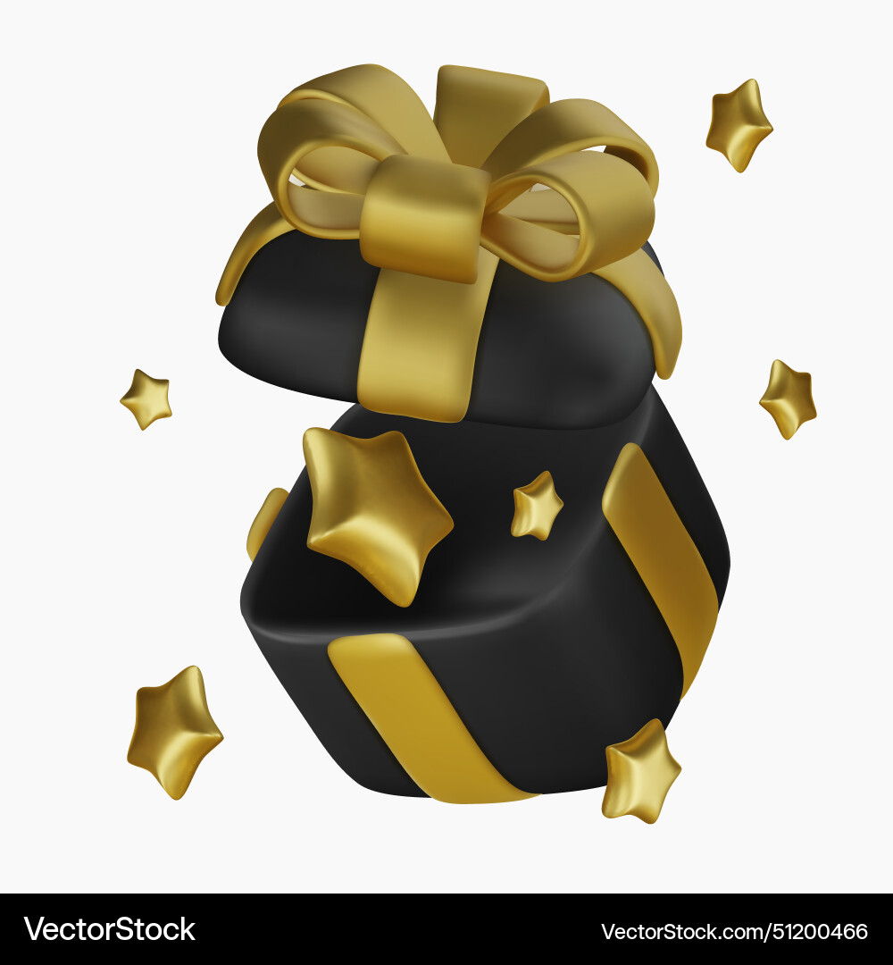 3d cartoon render floating black present Vector Image