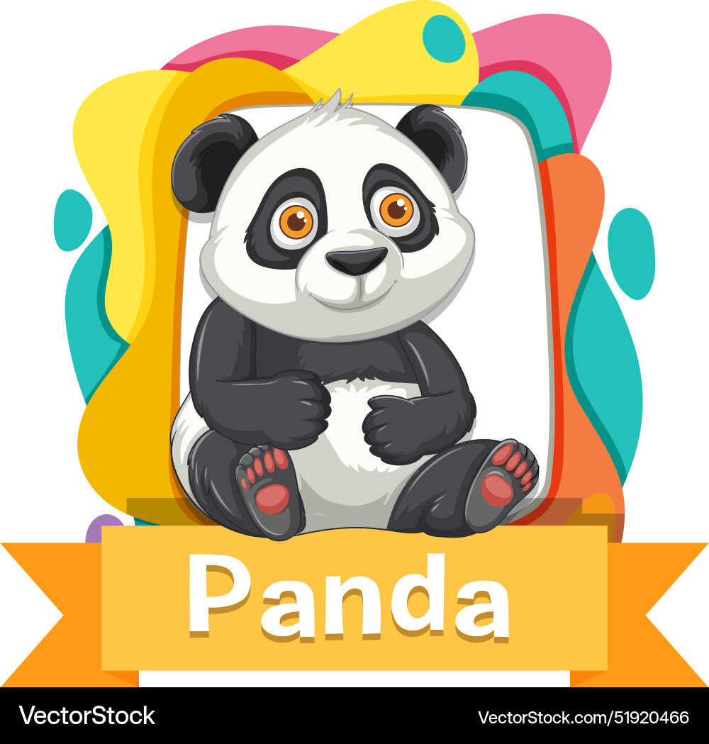 Adorable panda with colorful background frame Vector Image