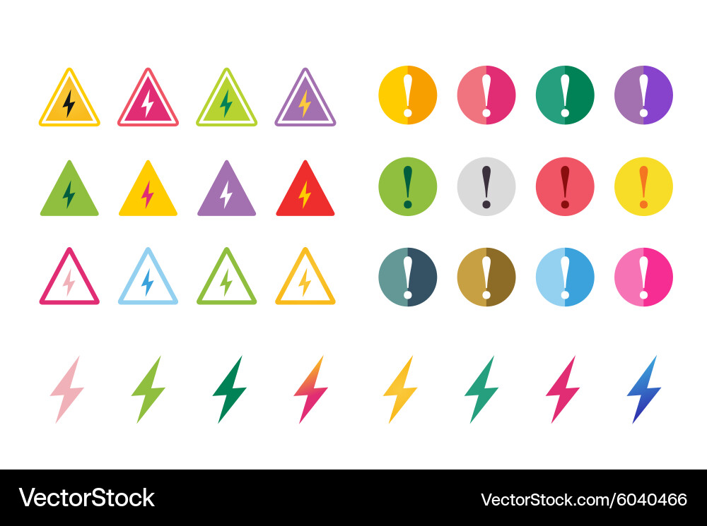 Attention warning sign icons set Royalty Free Vector Image