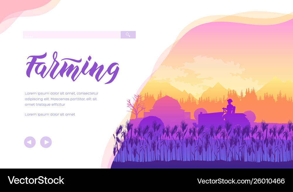 Farming landing page template Royalty Free Vector Image