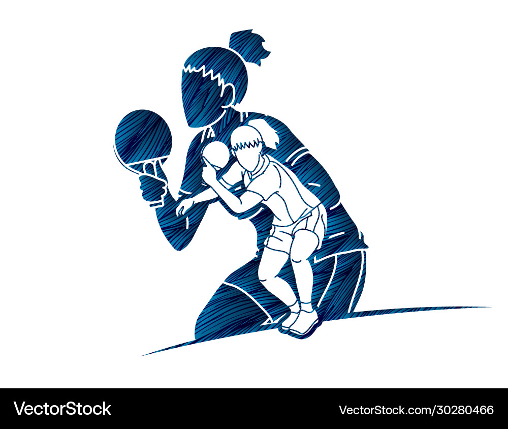 Group ping pong players table tennis Royalty Free Vector