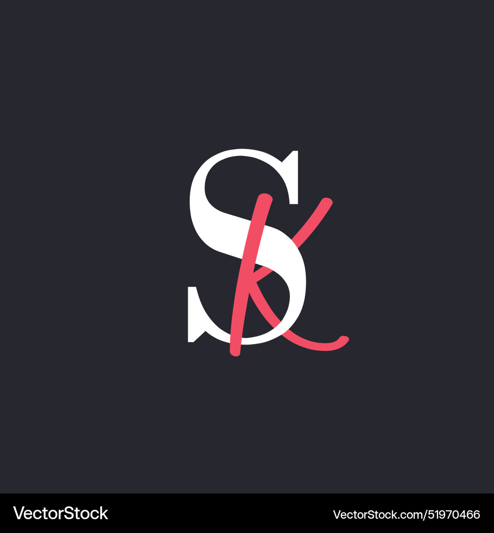 Letter sk logo perfectly blended initials Vector Image