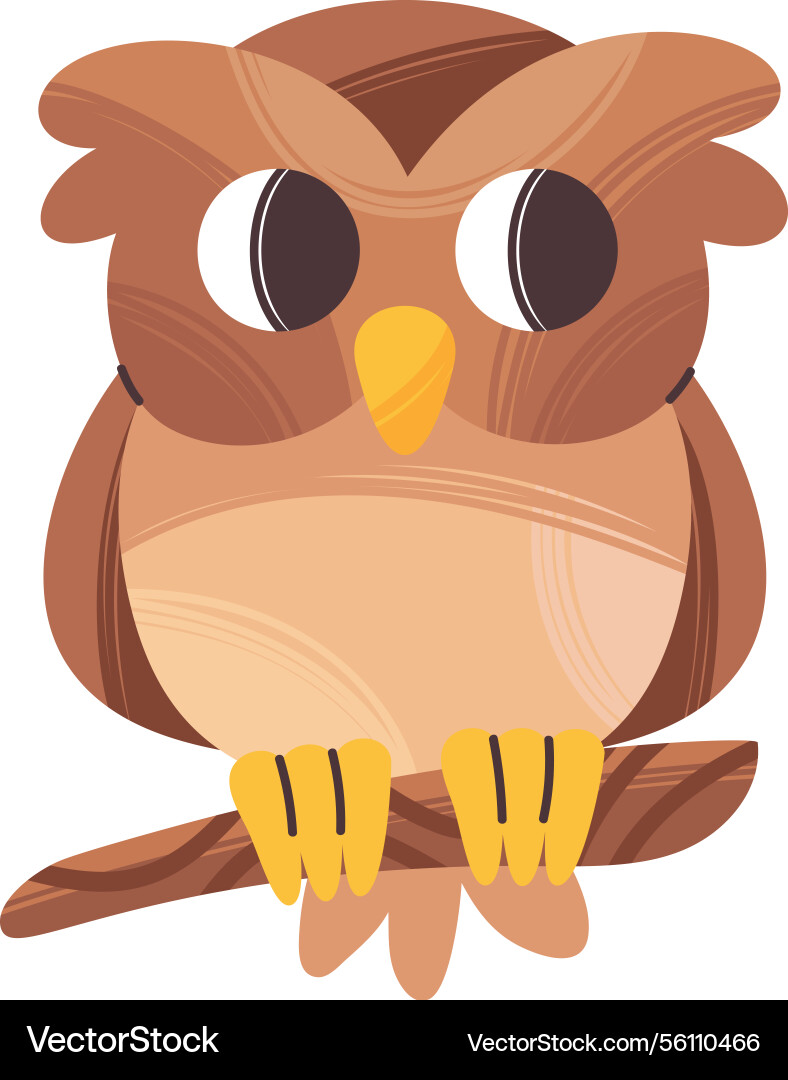 Owl woodland bird hand-drawn doodle Royalty Free Vector