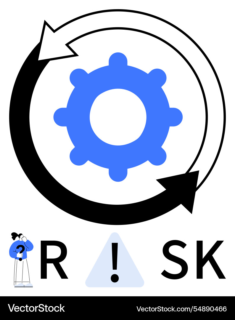 Risk management concept with gear and arrows Vector Image