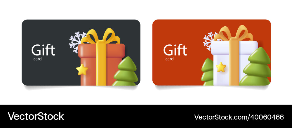 Set of gift certificate with 3d render big Vector Image