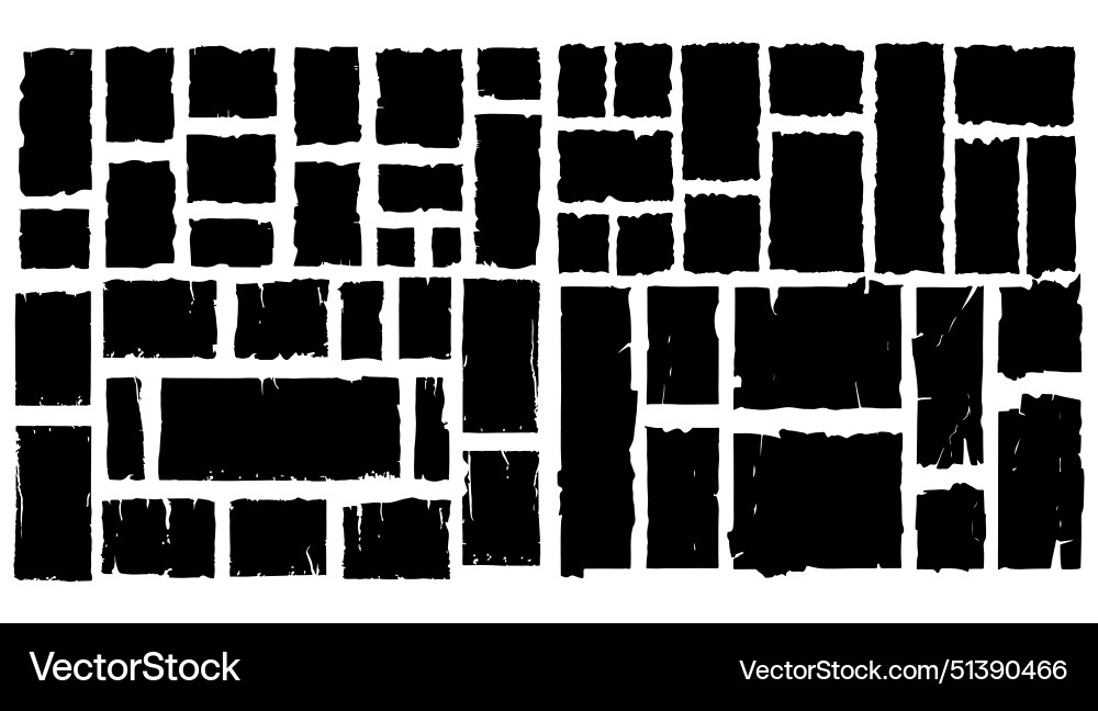 Set of grunge jagged rectangle shape black Vector Image