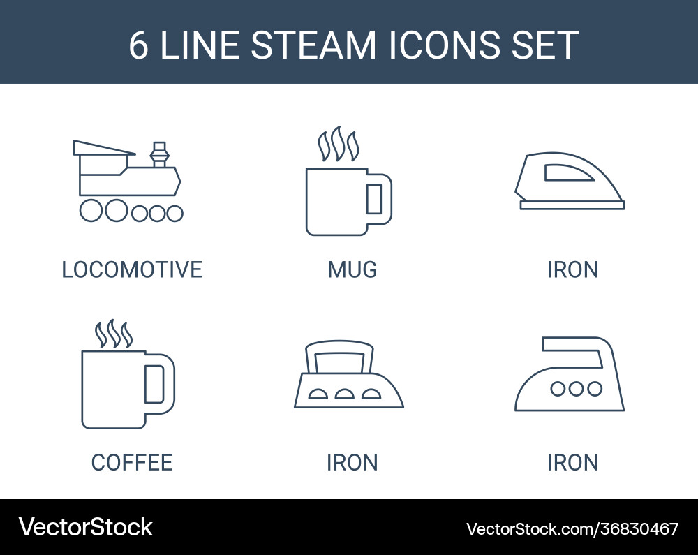 6 steam icons Royalty Free Vector Image - VectorStock