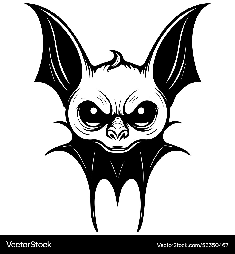 Black bat drawing realistic hand line art Vector Image