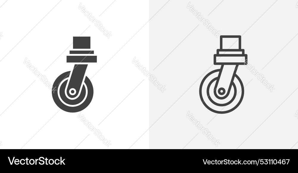 Caster wheel thin line icon set Royalty Free Vector Image