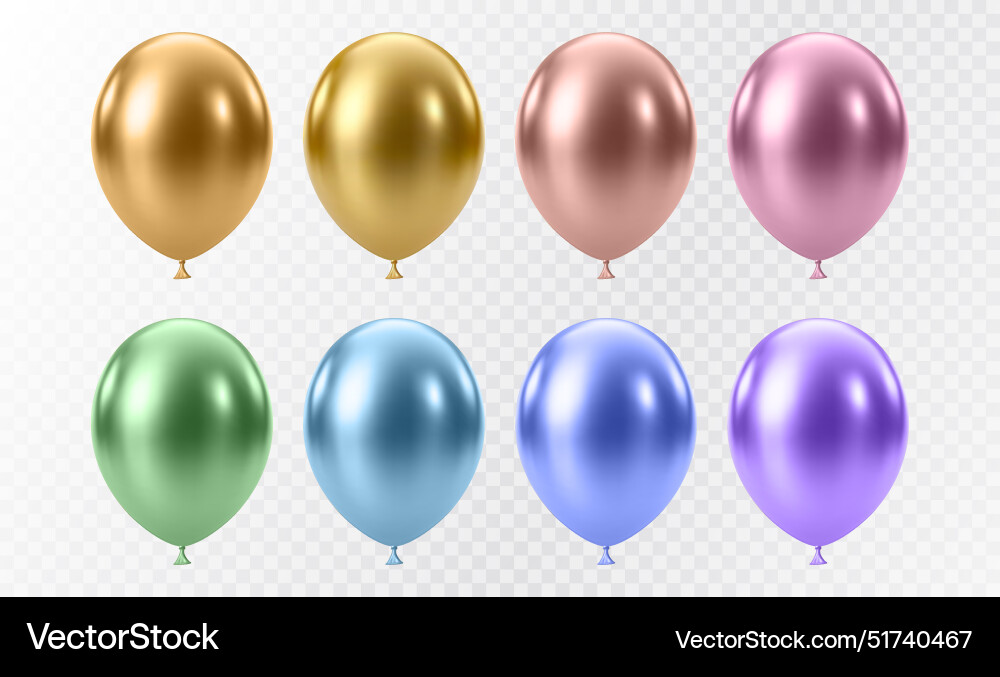 Luxury realistic balloons set 3d glossy helium Vector Image