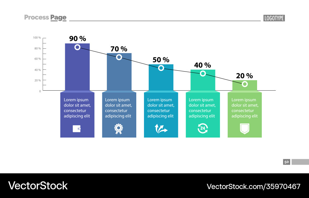 Percentage bar diagram with five elements Vector Image