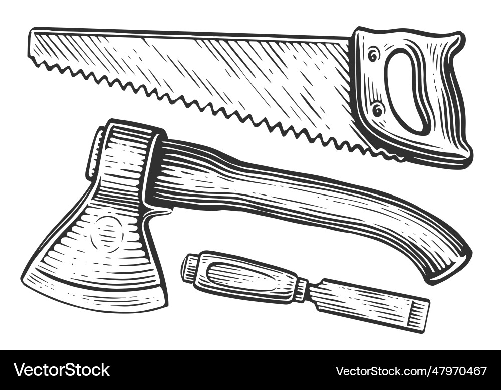 Set of woodworking and carpentry wood work tools Vector Image