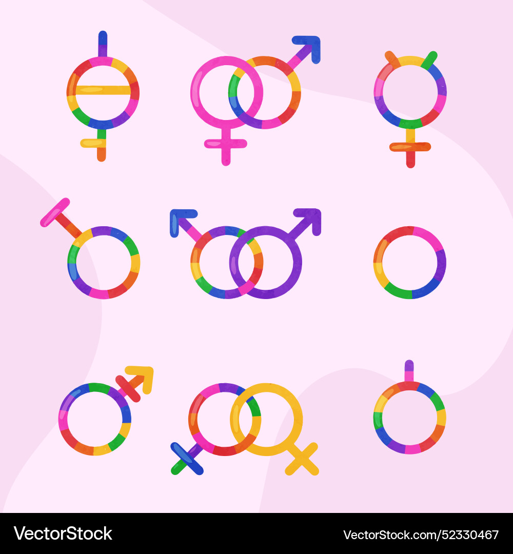 Watercolor pride month lgbt symbols collection Vector Image