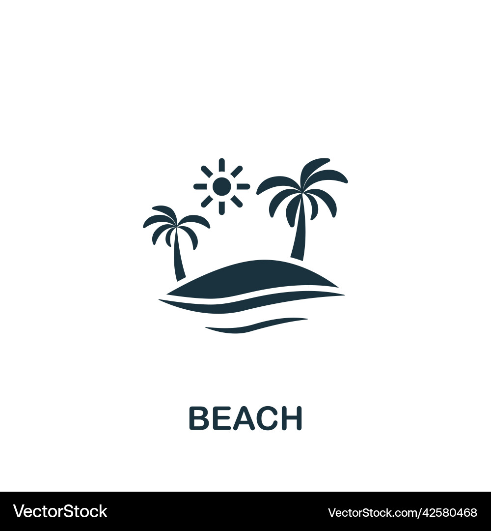 Beach icon monochrome simple travel Royalty Free Vector