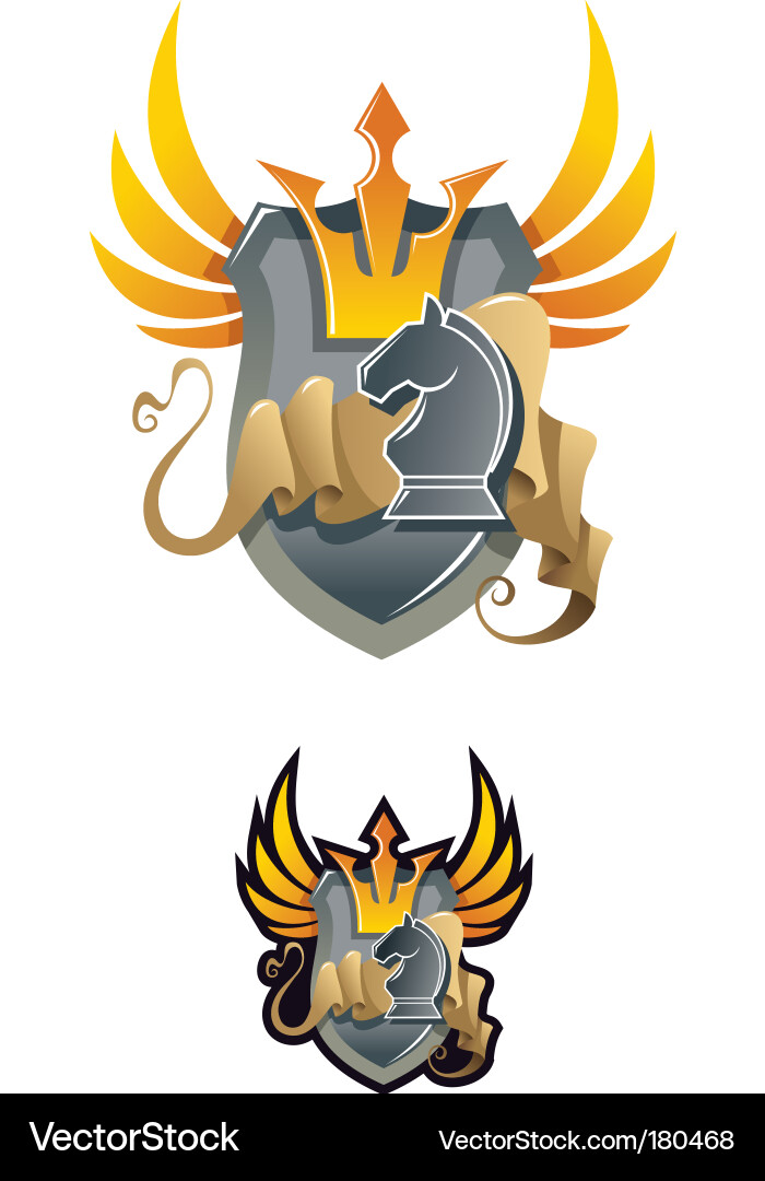 Chess Knight Heraldic Shield Royalty Free Vector Image