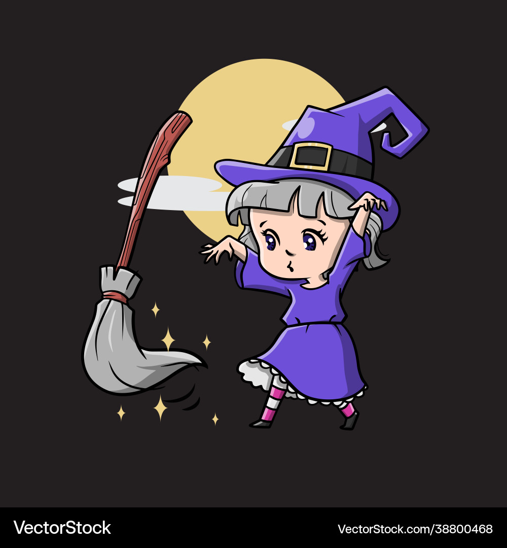 Cute chibi witch Royalty Free Vector Image - VectorStock