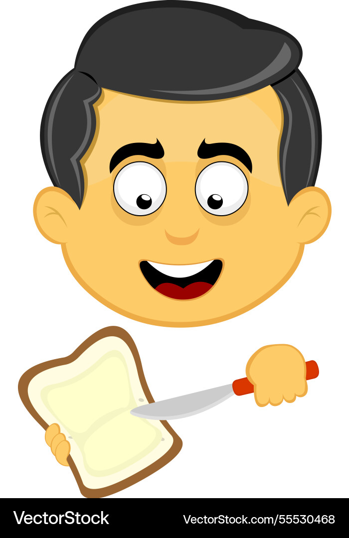 Emoji character spreading butter bread Royalty Free Vector