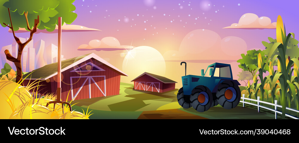 Farming landing page agricultural farm with barns Vector Image