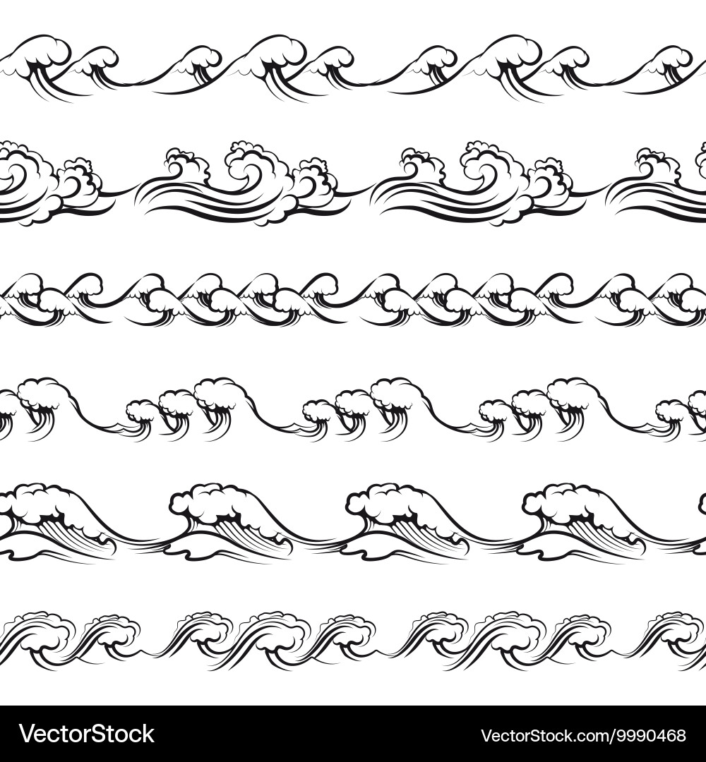 Ocean Wave Borders Royalty Free Vector Image - VectorStock