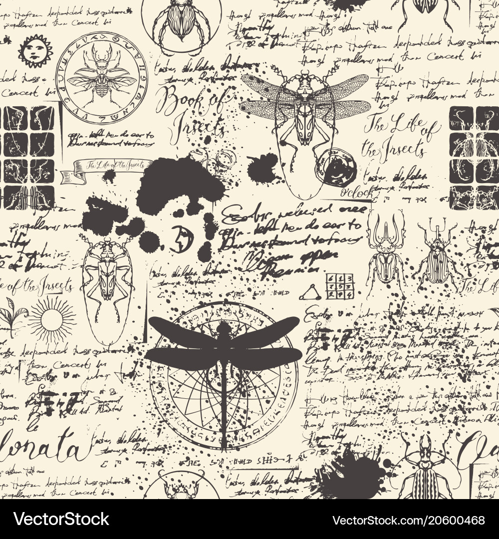 Seamless Abstract Background With Insects Vector Image