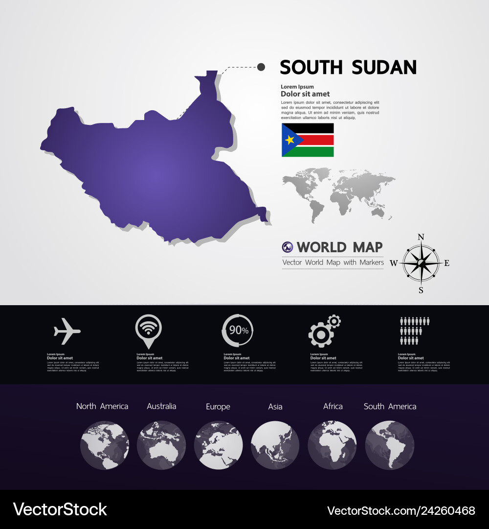 South sudan map Royalty Free Vector Image - VectorStock