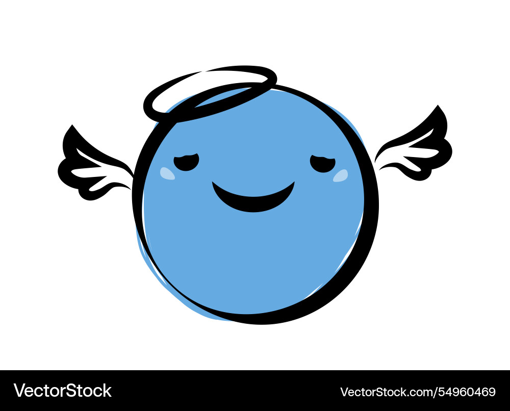 Blue smiling angelic sphere Royalty Free Vector Image