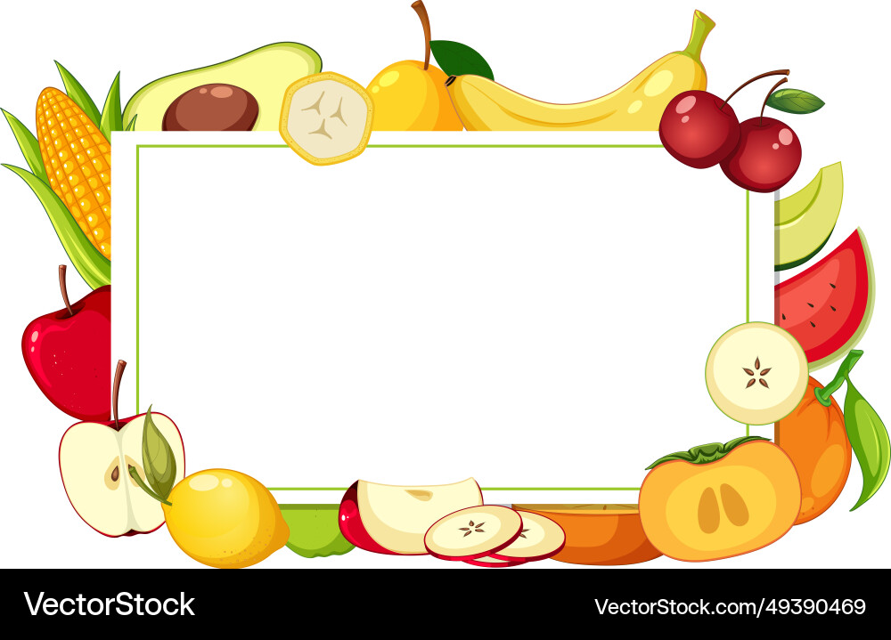 Colorful fruits border on frame Royalty Free Vector Image