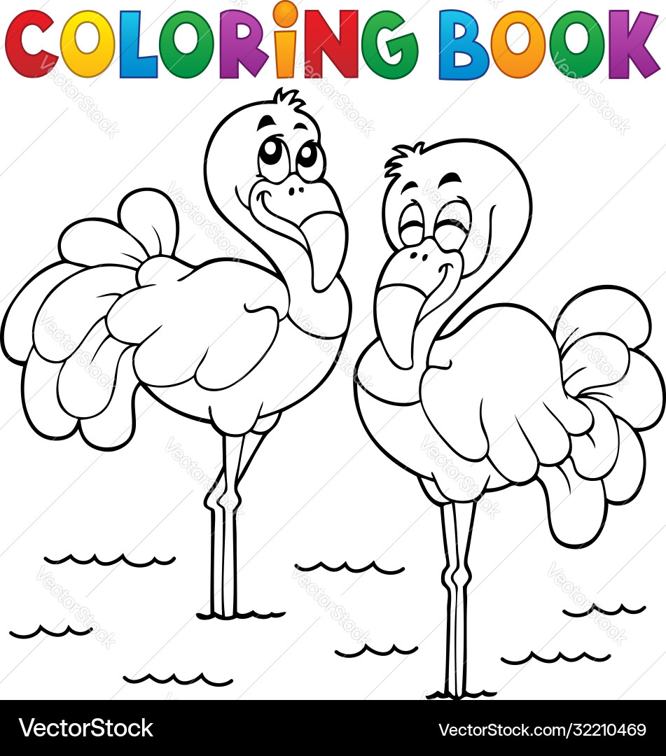 Coloring book flamingo theme 1 Royalty Free Vector Image