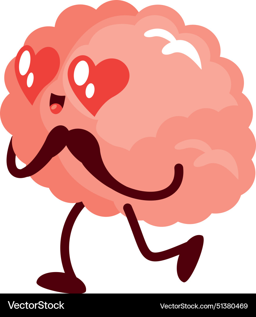 Cute brain in love Royalty Free Vector Image - VectorStock