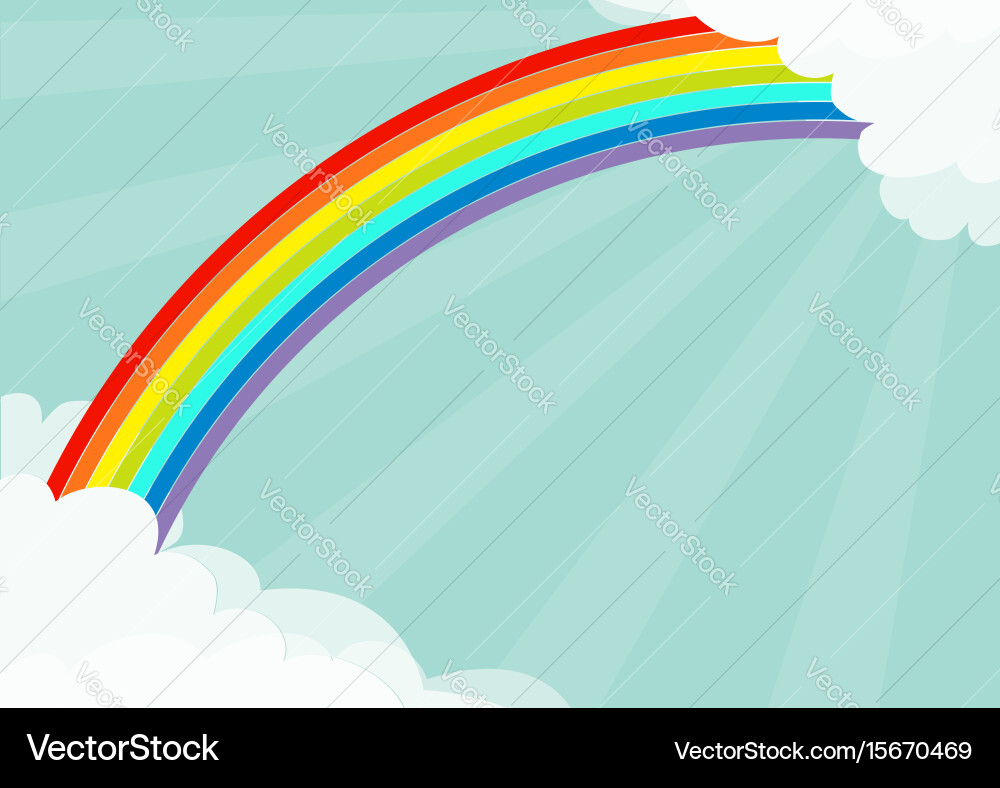 Fluffy cloud in corners frame template rainbow Vector Image