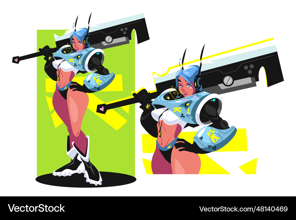 Futuristic female warrior Royalty Free Vector Image