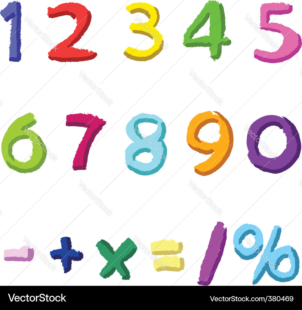 Hand drawn numbers Royalty Free Vector Image - VectorStock