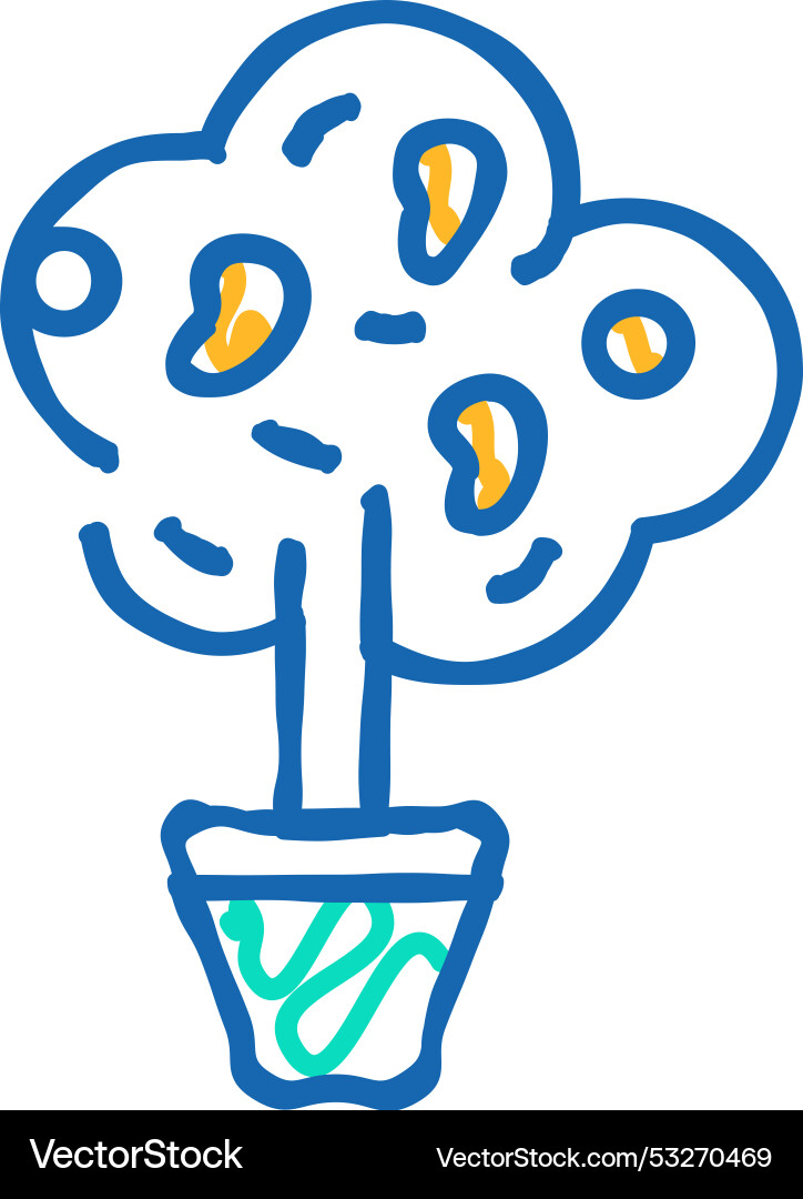 Home tree mango icon doodle Royalty Free Vector Image