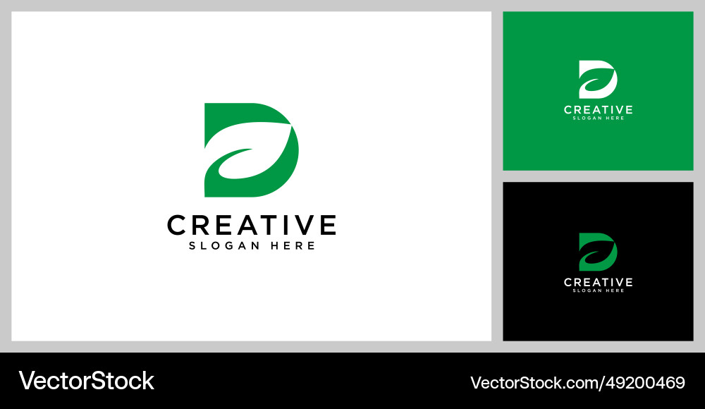 Initial d letter with leaf Royalty Free Vector Image