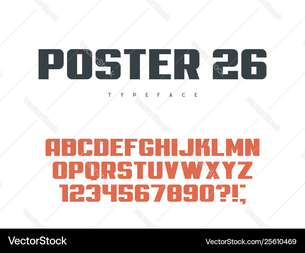 Latin uppercase alphabet letters and numbers Vector Image
