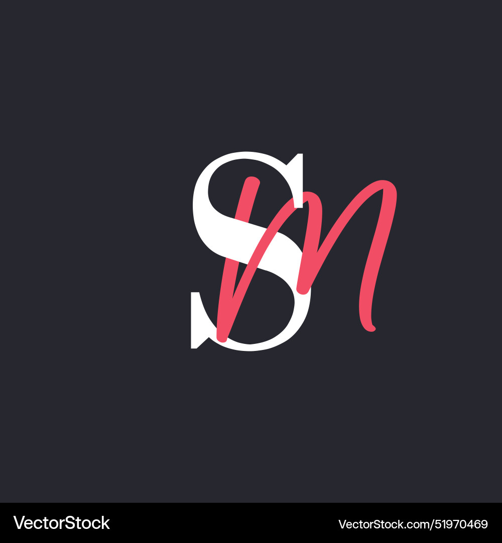 Letter sm logo perfectly blended initials Vector Image