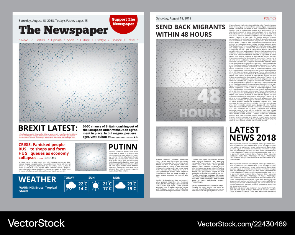 Newspaper Template - Headline Layout Royalty Free Vector