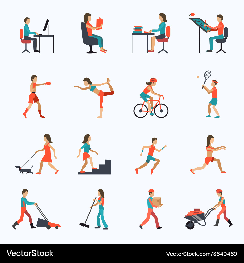 Physical Activity Icons Set Royalty Free Vector Image