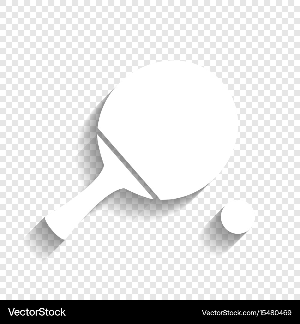 Ping pong paddle with ball white icon Royalty Free Vector