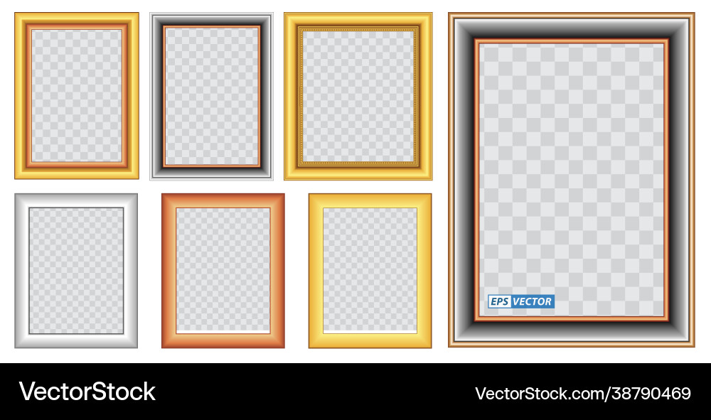 Set realistic gold frame template Royalty Free Vector Image