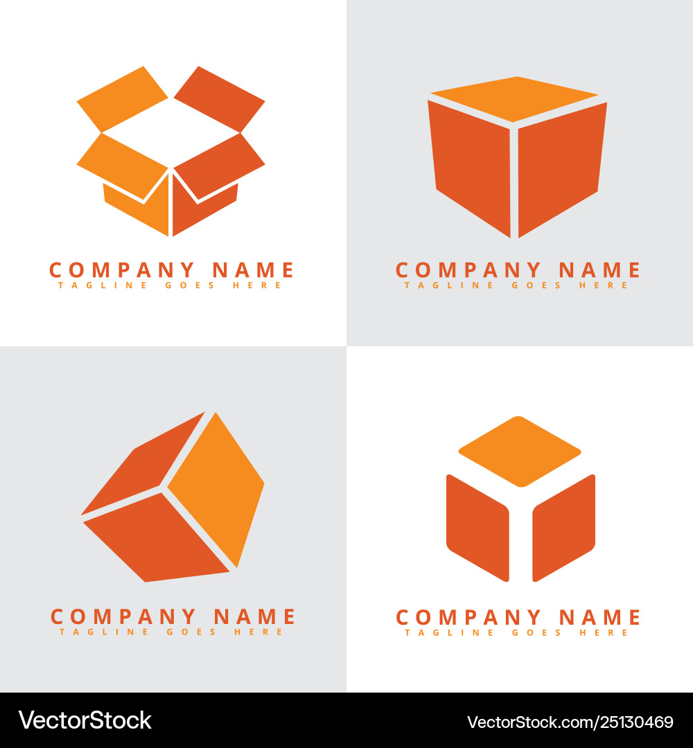 Simple and modern carton box logo Royalty Free Vector Image