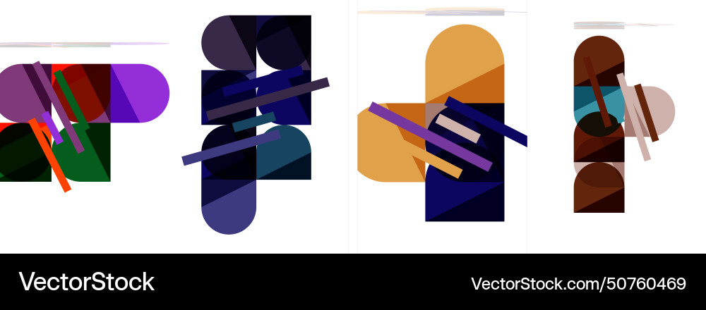 Square and round shape geometric poster set Vector Image