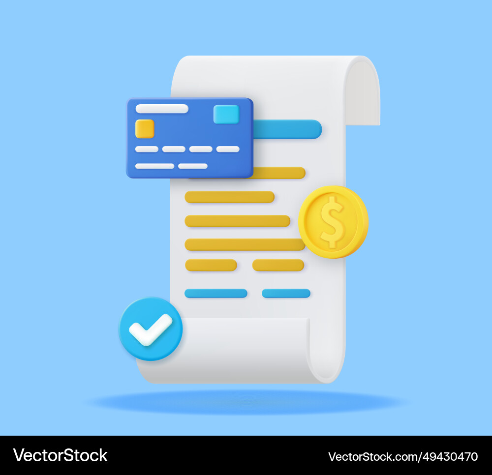3d bill payment Royalty Free Vector Image - VectorStock