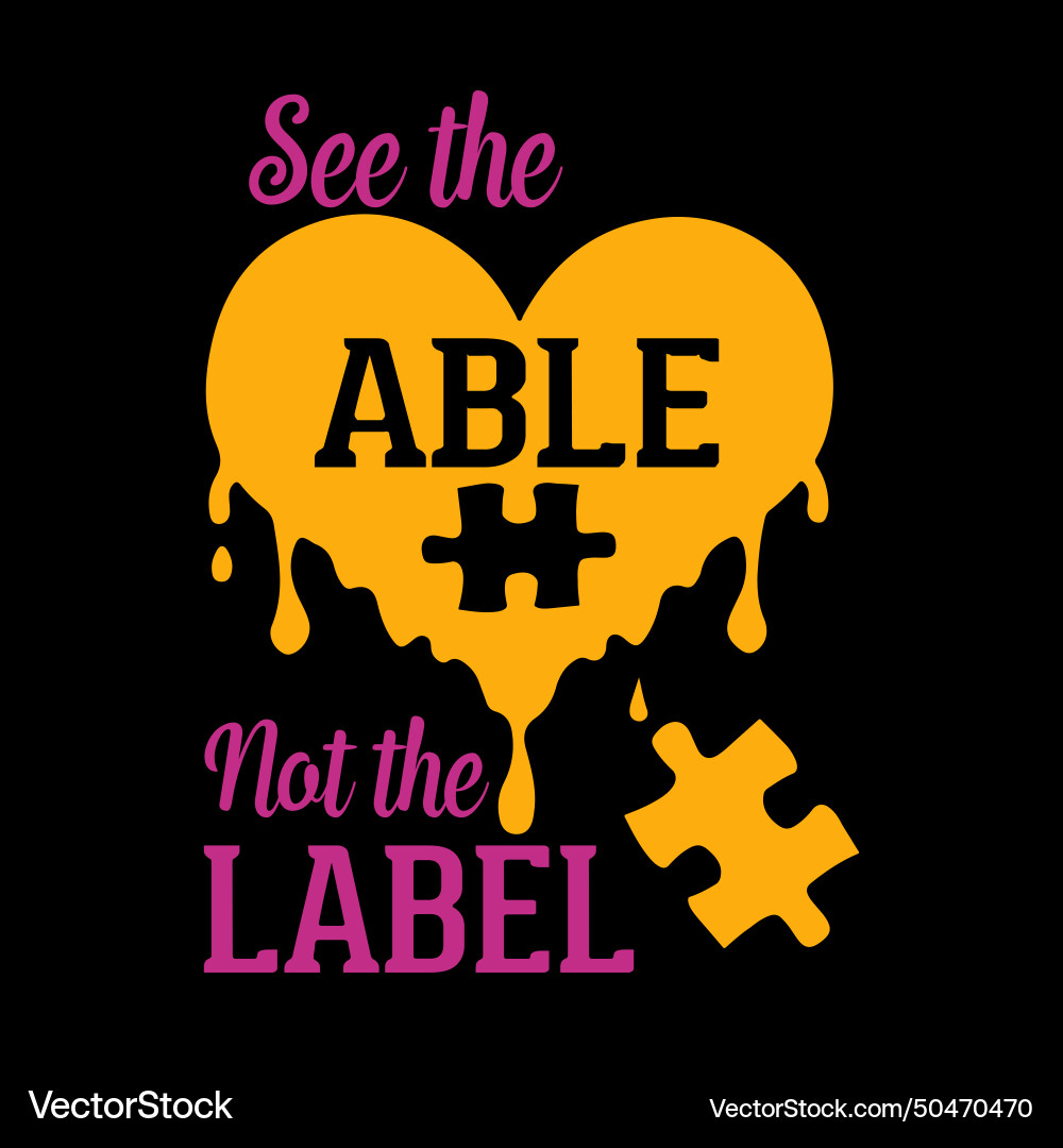Autism awareness puzzle heart see the able Vector Image