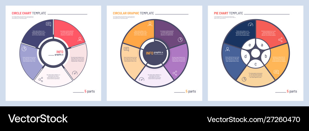 Circle Chart Templates - Infographic Set Vector Image